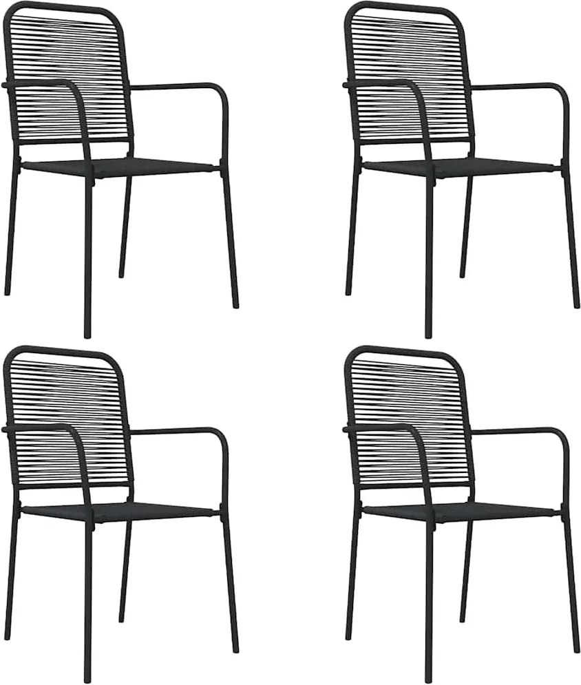 5dílný zahradní jídelní set černý bavlněné lano a ocel 3156540