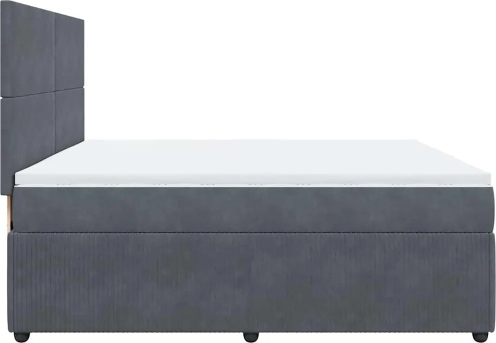 Box spring postel s matrací tmavě šedá 200x200 cm samet 3294725