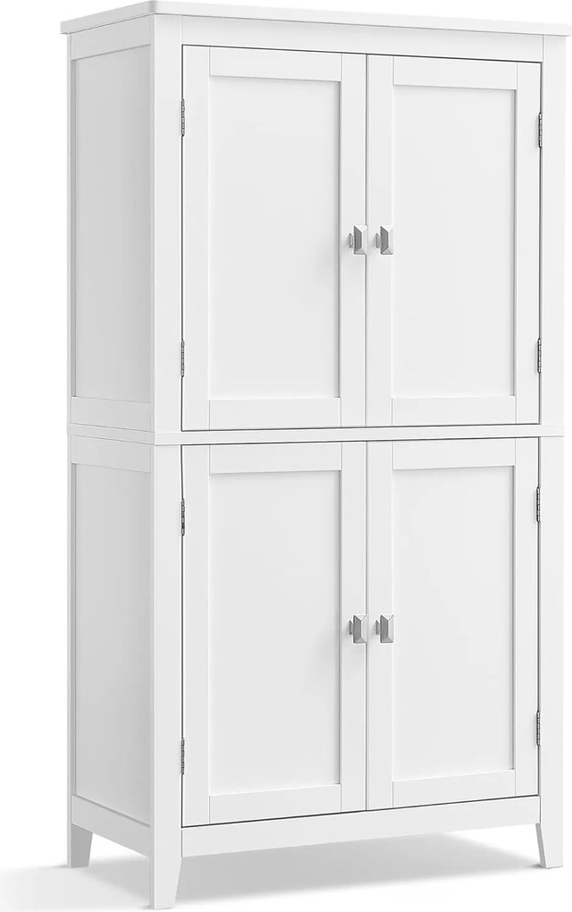 Koupelnová skříň, volně stojící skříň 4 dveře, 30 x 60 x 110 cm, bílá.