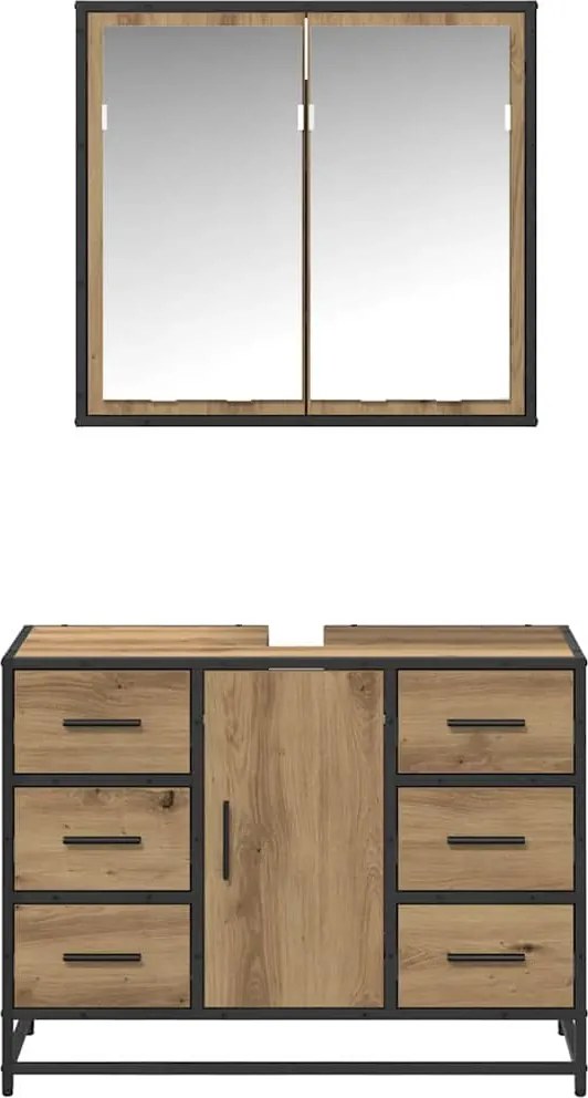 Sada koupelnového nábytku 2 ks Artisanový dub 80 x 33 x 60 cm 3402430