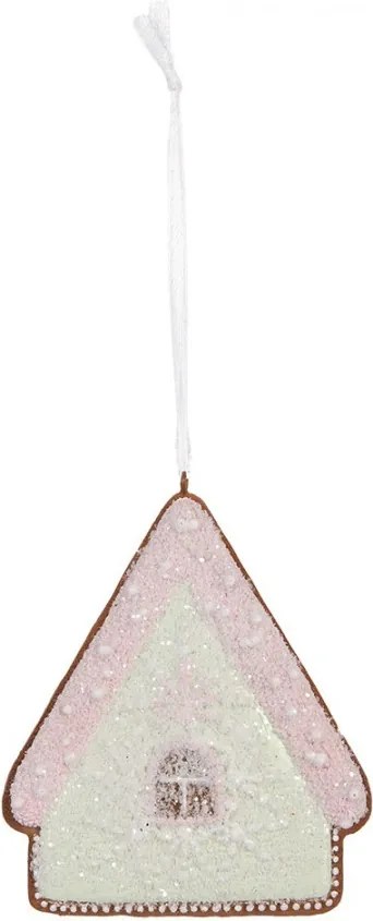 Závěsná dekorace zelená perníková chaloupka Frosted Ginger - 9*1*10 cm