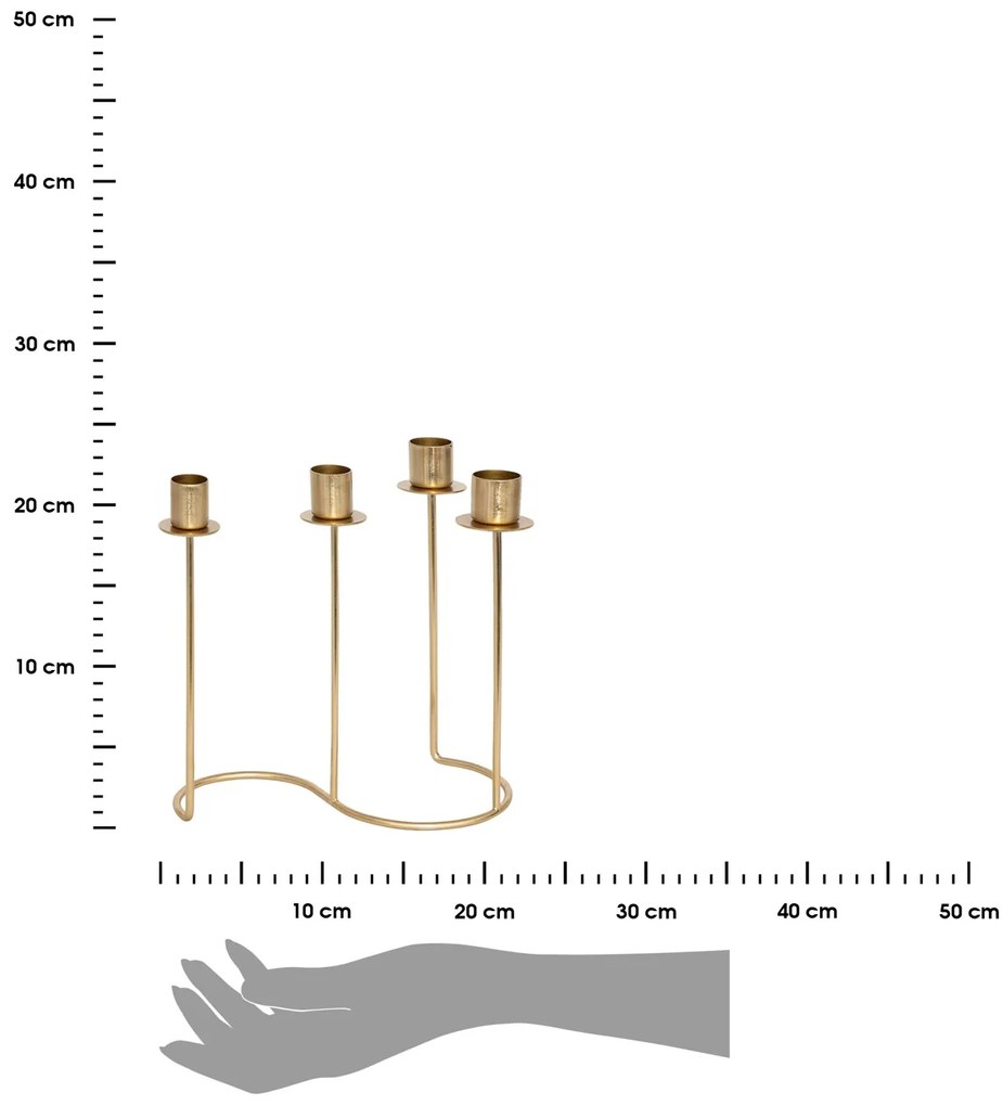 Kovový svícen Margy, 23x20x12 cm, zlatá