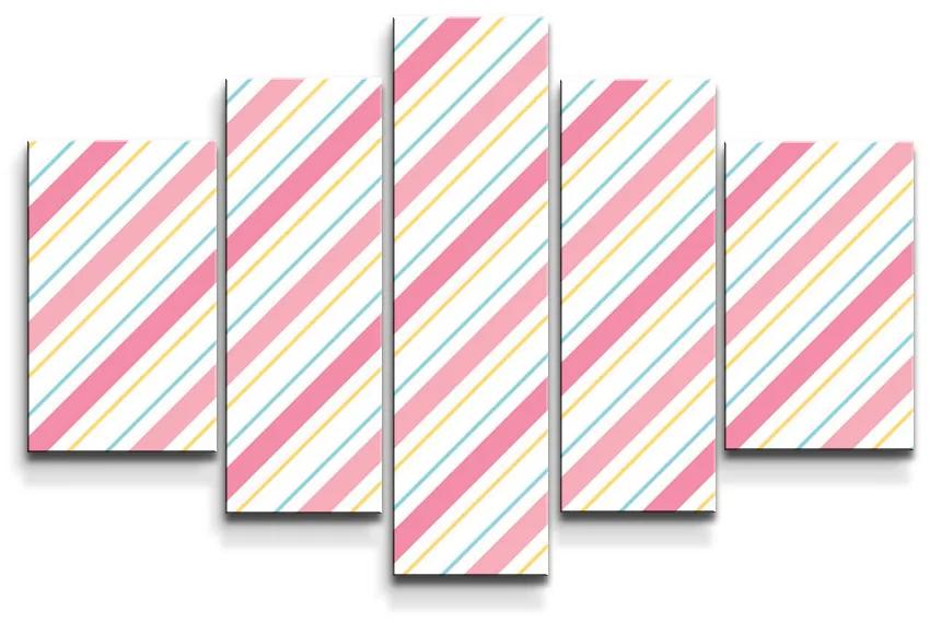 Sablio Obraz - 5-dílný Čtyřbarevné pruhy - 125x90 cm