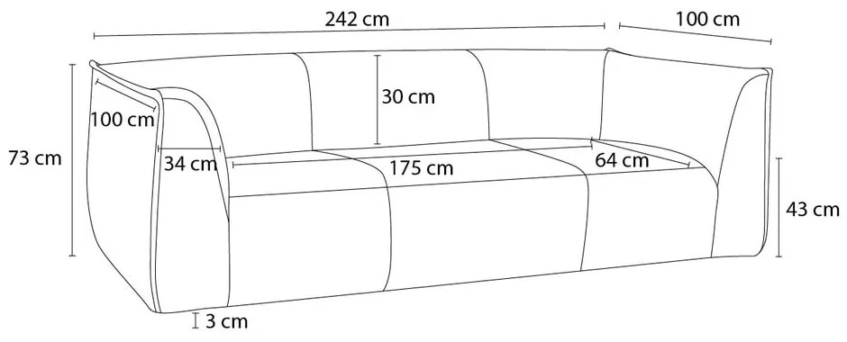 Světle šedá pohovka z textilie bouclé 242 cm Giorgia – Bobochic Paris