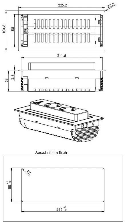 Otočná zásuvková lišta EVOline Backflip - ČSN Norma