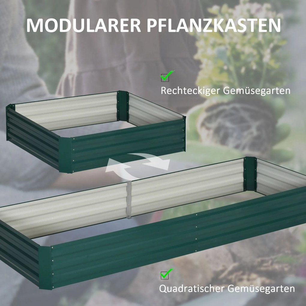 Outsunny Ocelový vyvýšený záhon, Zahradní bedna s chladným rámem, Interlocking, Květník pro rostliny a zeleninu 241x90.5x30cm pro zahradní terasu, pr…