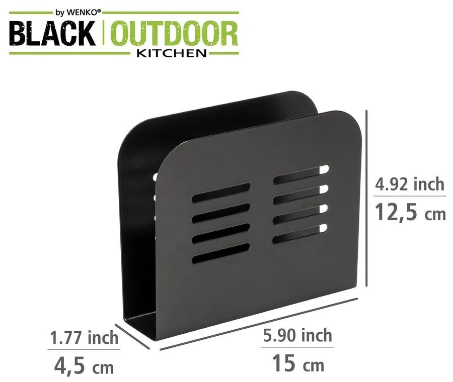 Kovové stojany na příbory a ubrousky v sadě 2 ks Black Outdoor Kitchen Baco – Wenko