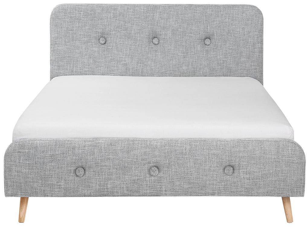 Světle šedá čalouněná postel 140x200 cm RENNES Beliani