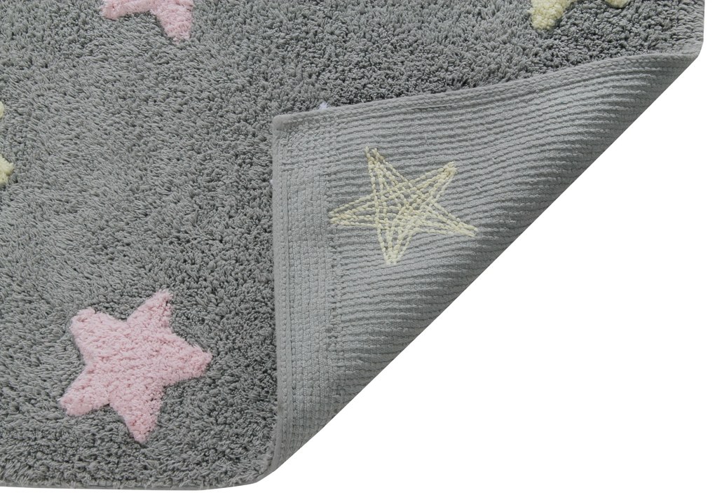 Lorena Canals koberce Pro zvířata: Pratelný koberec Tricolor Stars Grey-Pink ROZMĚR: 120x160