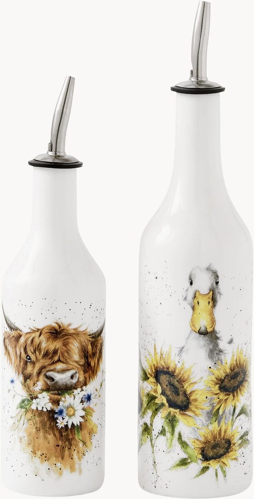 Sada dávkovačů octa a oleje z kostního porcelánu Fine Bone China Wrendale, 2 díly