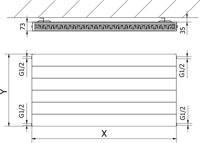 Mexen, Panelový radiátor Mexen Line CL21 900 x 700 mm, boční připojení, 1113 W, bílý - W421L-090-070-00