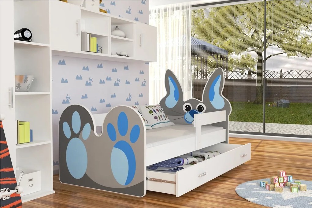 Svět pokojů Dětská postel zvířátko se šuplíkem - křálíček růžovo modrý Rozměr: 160x80 cm, Matrace: Ne
