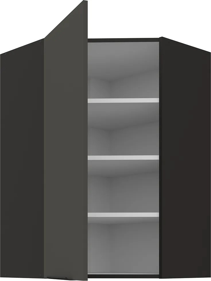 ARIA pe | horní kuchyňská skříňka 60x60 GN-90 1F (45°) rohová s policemi | 60x60 cm | VYSOKÁ | černá/šedá grafit