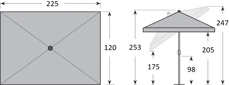 Doppler SUNLINE WATERPROOF 225 x 120 cm antracit
