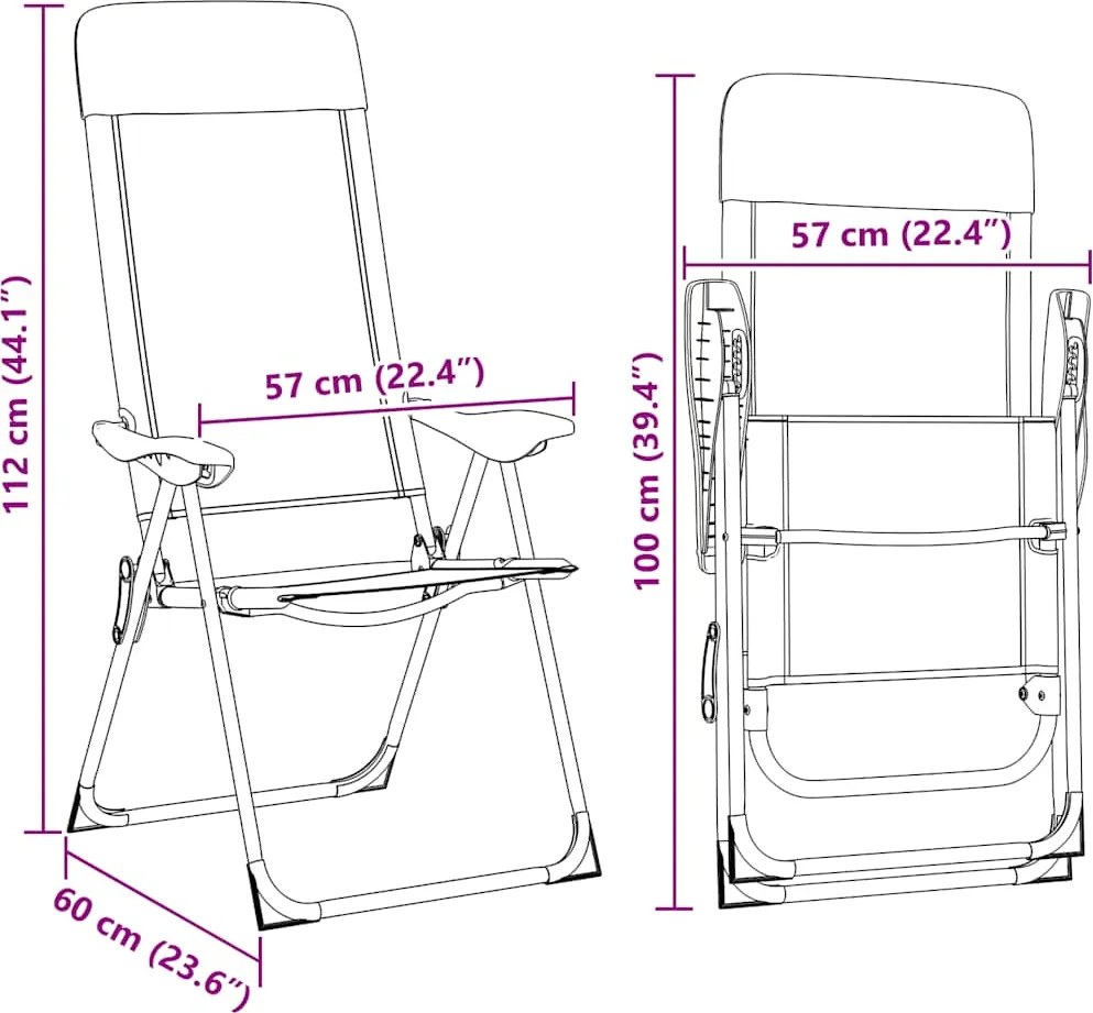 vidaXL Marketos Skládací kempingové židle 2 ks šedé hliníkové