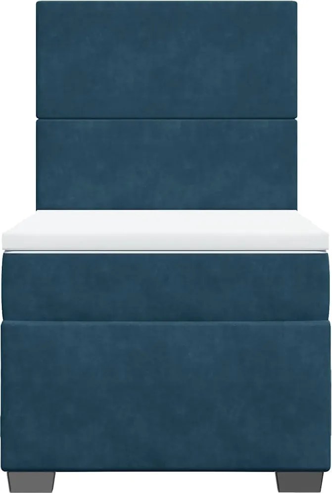 Box spring postel s matrací modrá 90 x 200 cm samet 3293108