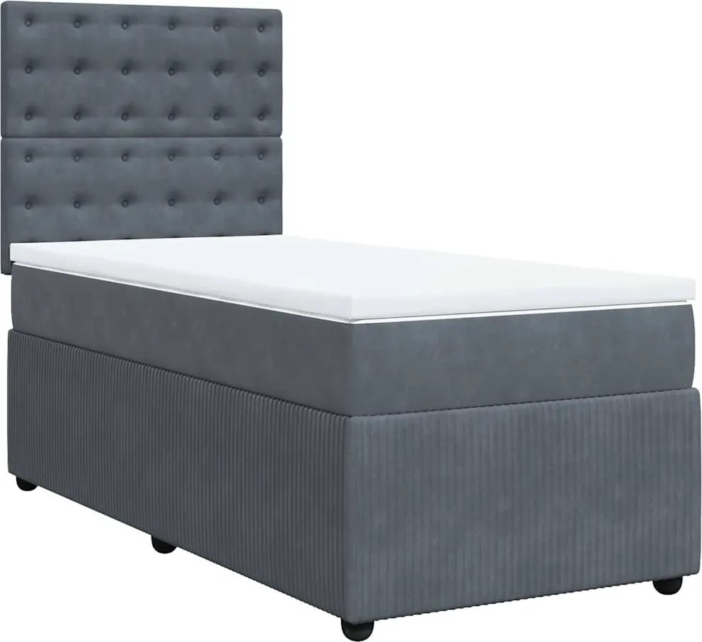 Box spring postel s matrací tmavě šedá 90x190 cm samet 3294527