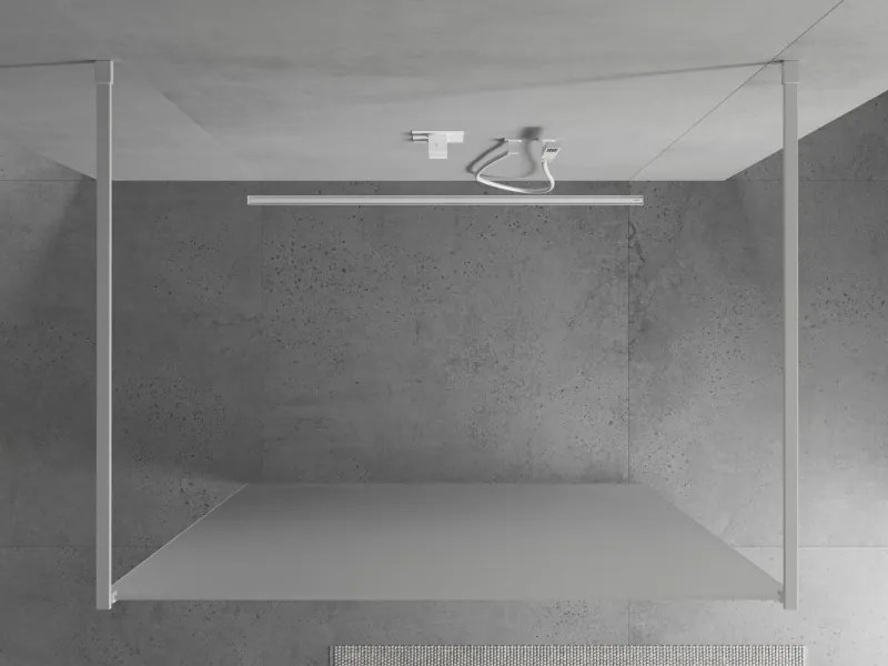 Mexen Kioto, průchozí sprchová zástěna 100 x 200 cm, 8mm sklo námraza, 2x bílá stabilizační rozpěra, 800-100-002-20-30