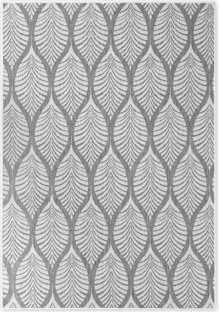 NORTHRUGS, Kusový koberec Duet Liora 106246 White/Gray - na ven i na doma, 120x170, šedá, chodba / předsíň