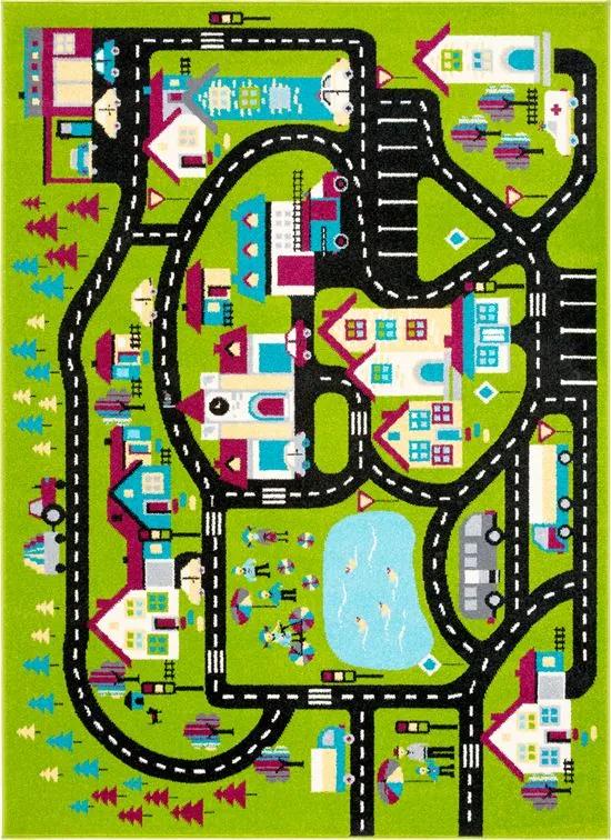 Dětský koberec Agnella Funky Top Super Město C zelené Rozměr: 200x280 cm |  BIANO