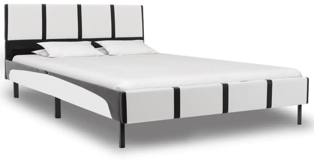 280408 vidaXL Rám postele bílý a černý umělá kůže 135 x 190 cm