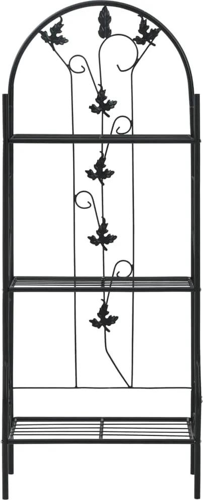 vidaXL Stojan na květiny se 3 policemi černý 52 x 28 x 128 cm železo [47097]