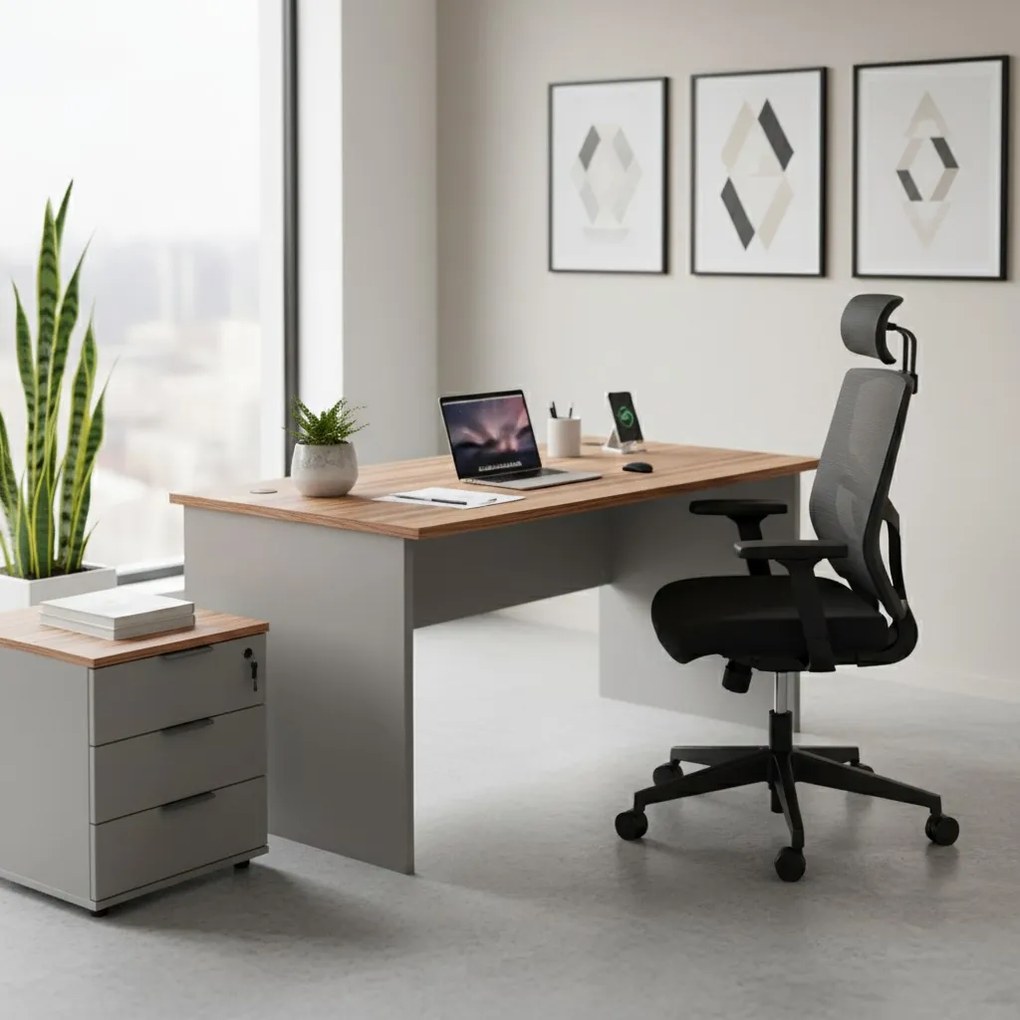 Stůl SimpleOffice 160 x 80 cm, ořech vlašský / šedá
