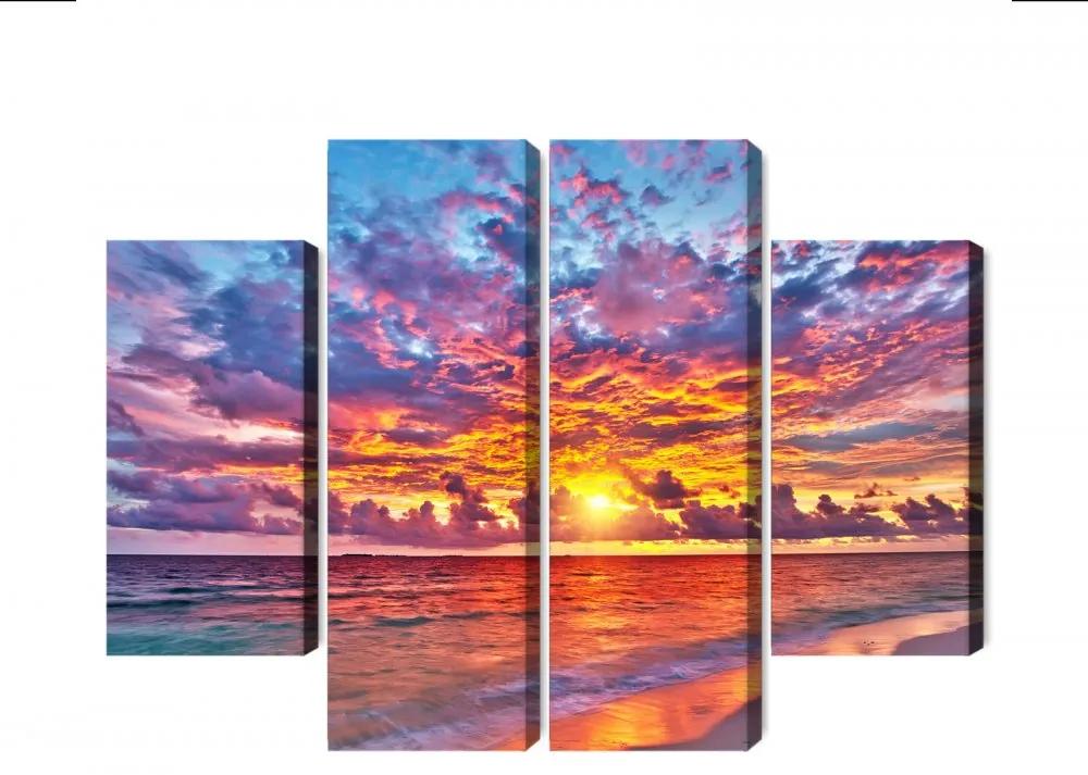 Vícedílný obraz Malebný Západ Slunce Na Maledivách Nedostatek Nedostatek Plátno Canvas 200x150