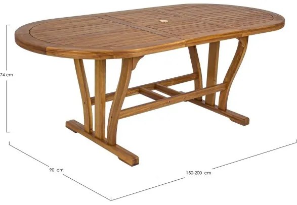 BIZZOTTO Rozkládací oválný zahradní stůl NOEMI 150-200 cm
