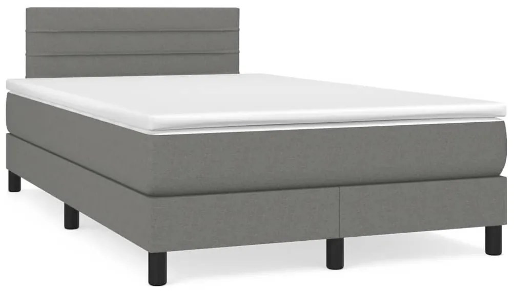 Box spring postel s matrací a LED tmavě šedá 120x190 cm textil 3270047