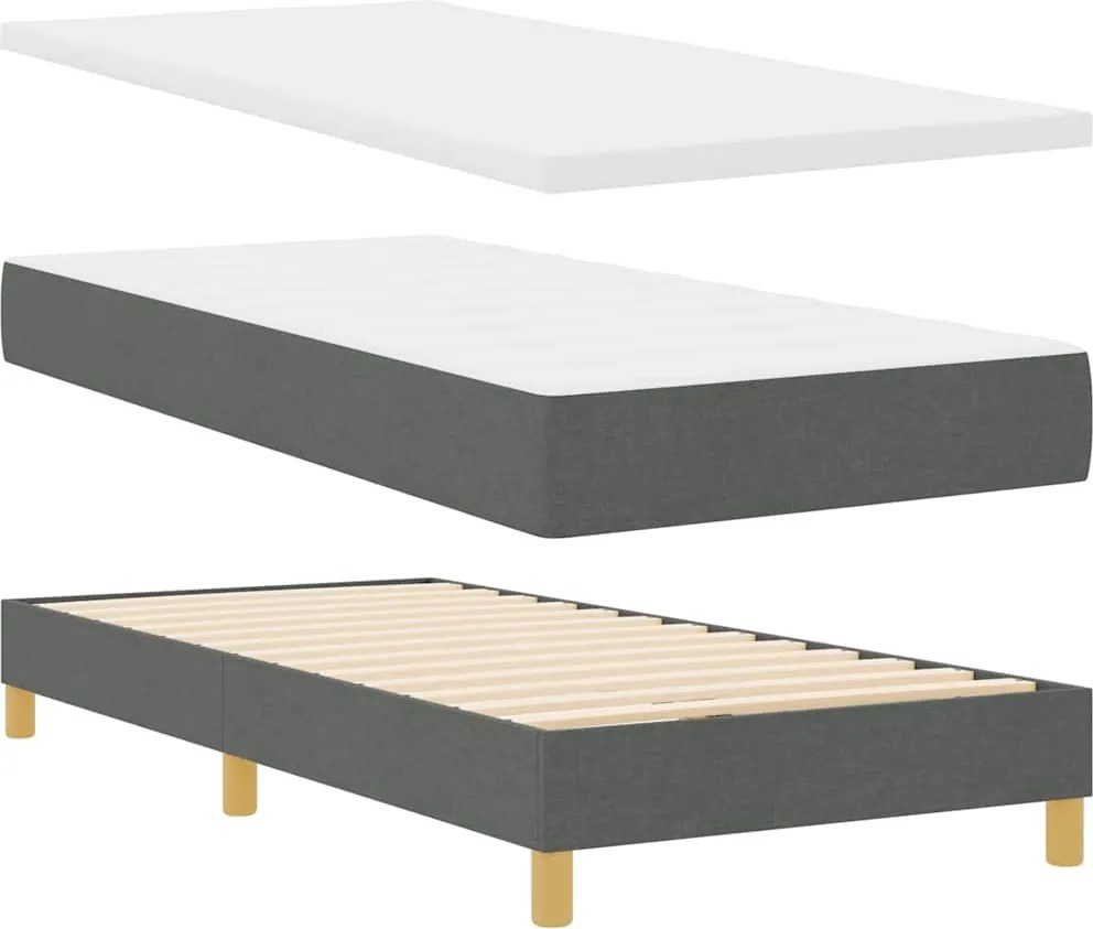 Postel s boxspringem s čelo Tmavě šedá 200 x 80 cm textil 3341259