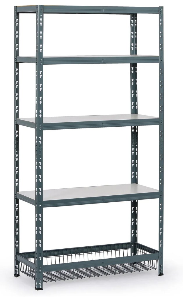 Policový regál s koši, 1790 x 900 x 400 mm, nosnost 175 kg, 4 police + 1 koš