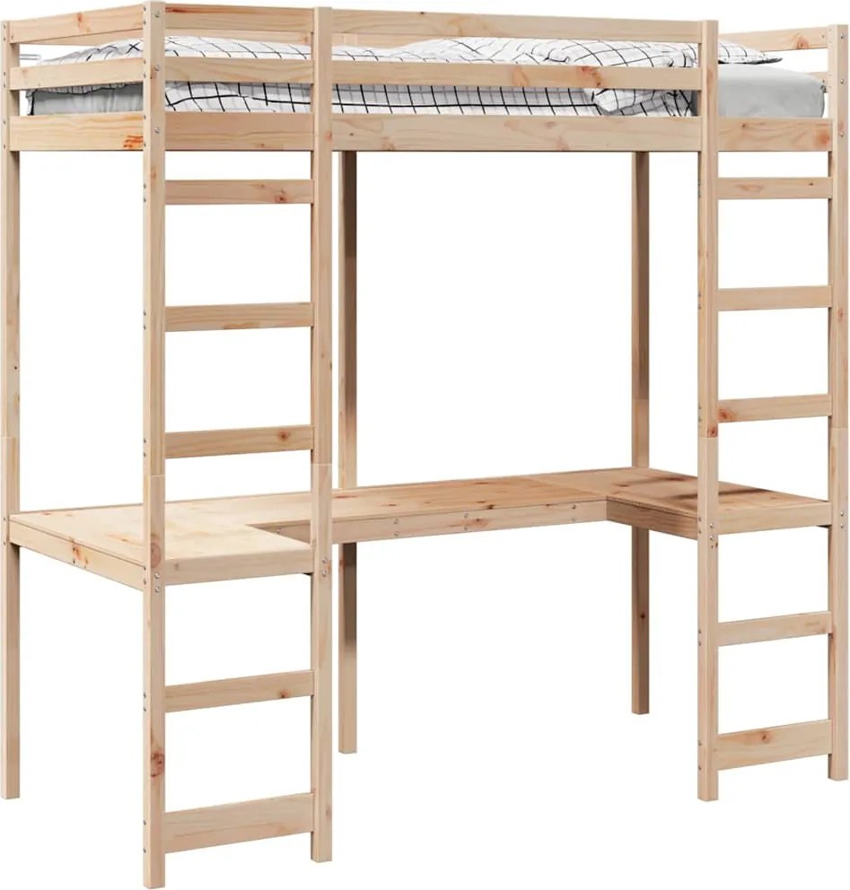 Rám postele loft Přírodní 90 x 200 cm Masivní borové dřevo 3414550