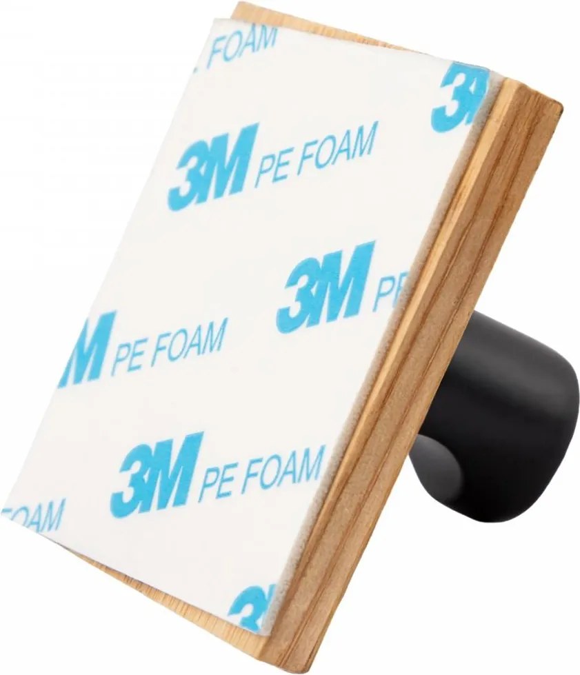 Erga Ozi, samolepící háčky na ručníky bez vrtání, 4 ks, 5 × 5 cm, bambus/černá matná, ERG-YKA-CH.OZI4-BLK