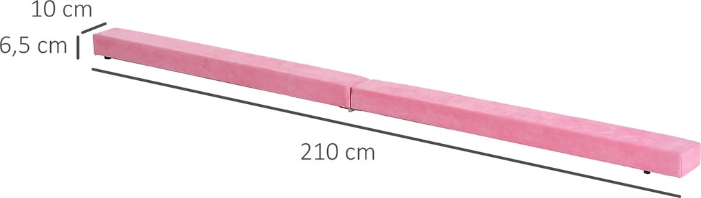 HOMCOM Balanční kladina 210 cm, skládací kladina pro vnitřní a venkovní použití, balanční kladina do 120 kg, růžová