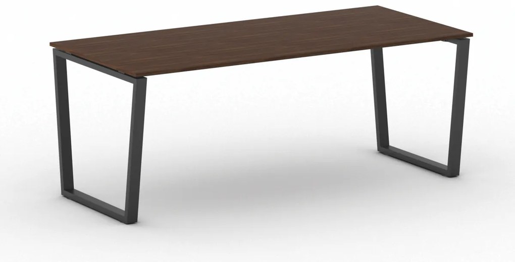 Kancelářský stůl PRIMO IMPRESS, 200x90 cm, černá podnož, ořech