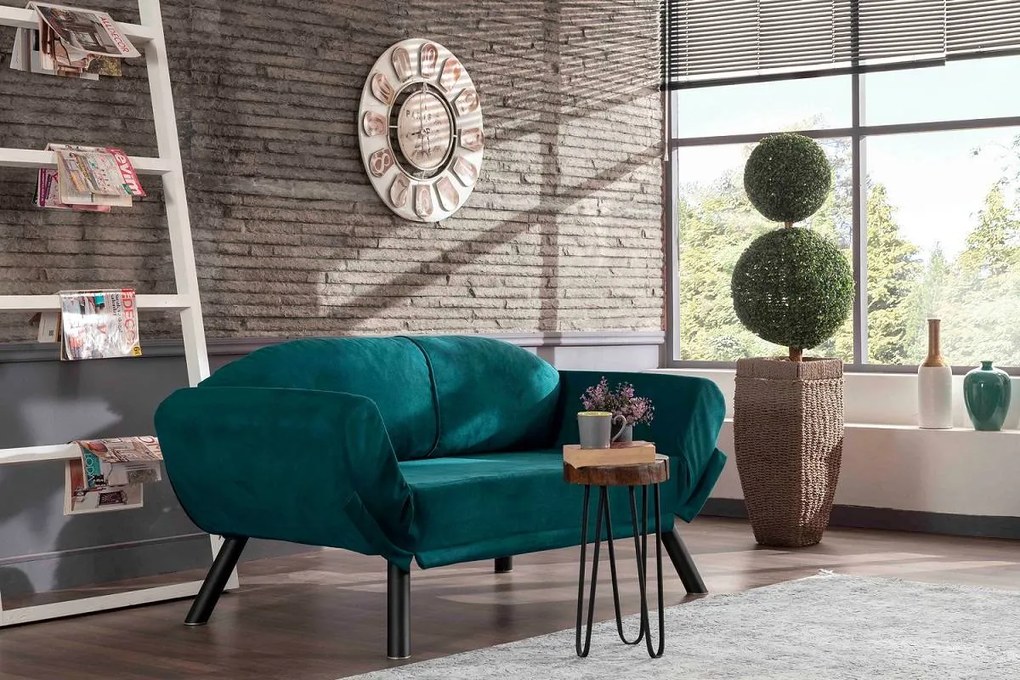 Designová rozkládací pohovka Uilani 177 cm petrolejová