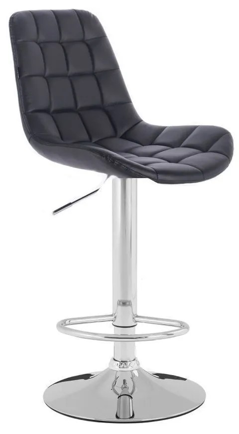 LuxuryForm DESIGN Barová židle PARIS na stříbrné kulaté podstavě - černá
