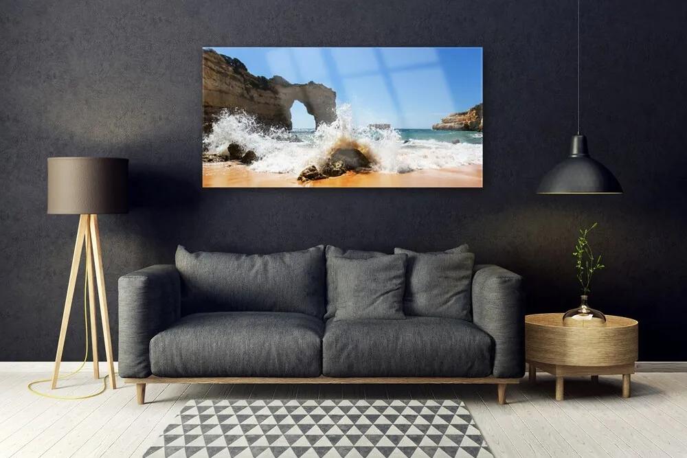 akrylový obraz Pláž Moře Vlny Krajina 120x60 cm