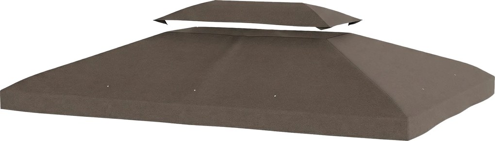 Outsunny náhradní potah 4x3 m s dvojitou střechou, odtokovými otvory a UV ochranou, pouze potah, rám není zahrnut, hnědá