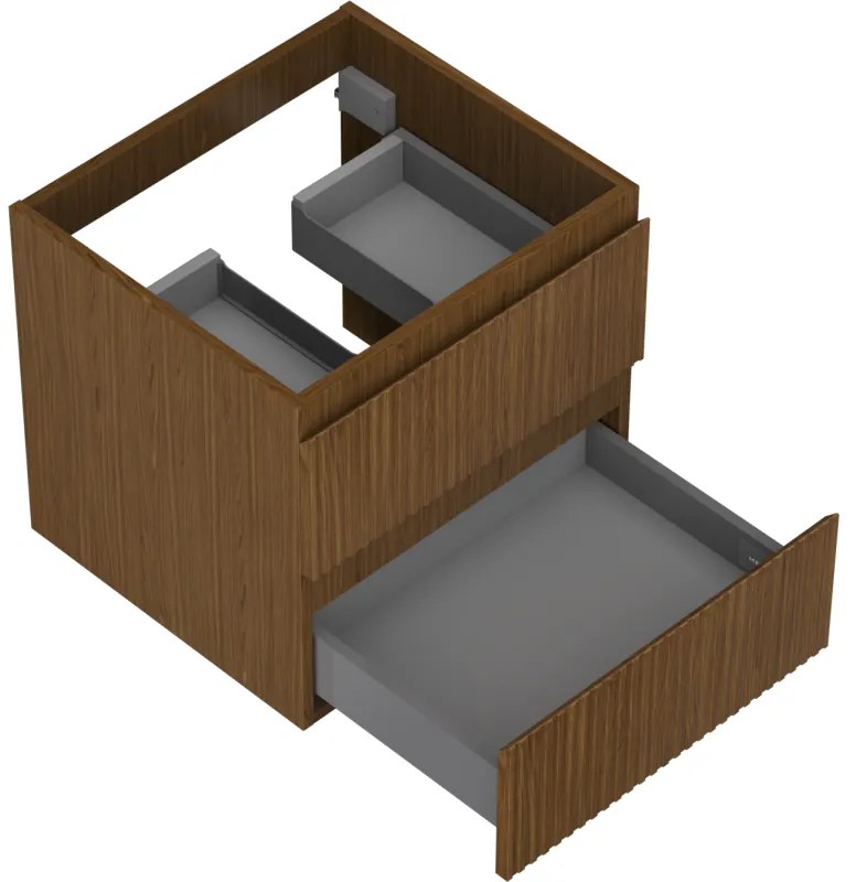 Mexen Rivel, koupelnová skříňka 50 cm, 2 zásuvky, drážkovaná, ořech, 91A20-05047-2-BFF86