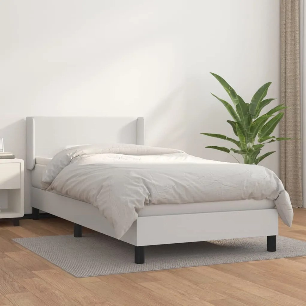 Box spring postel s matrací bílá 90x190 cm umělá kůže 3130632