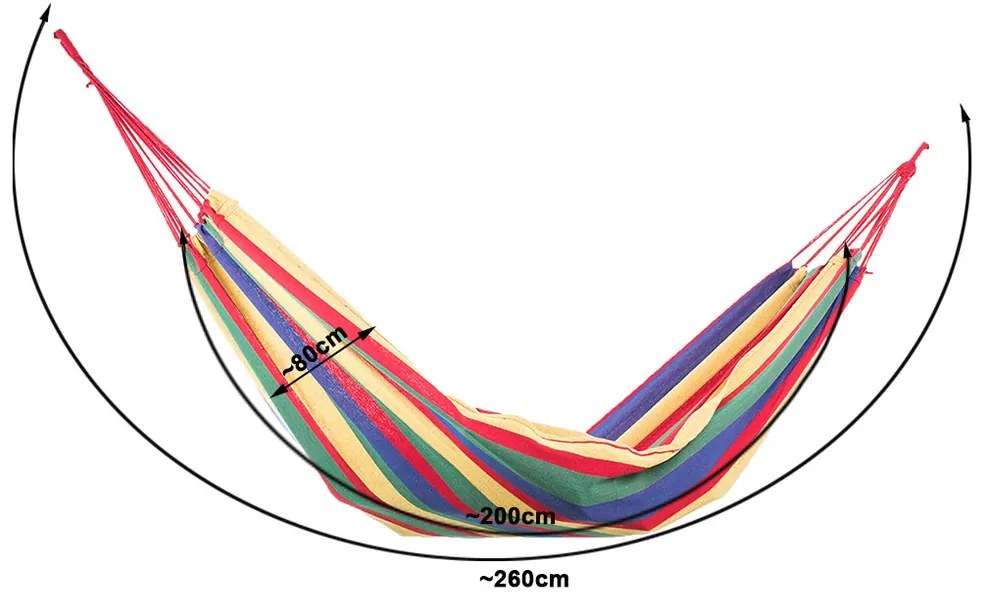 Verk Group Zahradní houpací síť dvojitá xxl turistický pruhovaný potah 200 x 150 velký