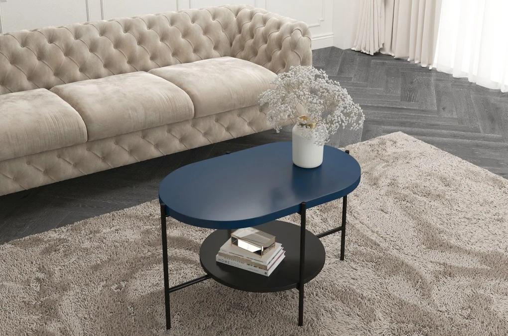 Dancan Konferenční stolek oválný GLADYS, černý / modrý