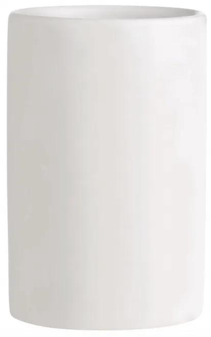 Keramický kalíšek na kartáčky hladký bílý 11cm