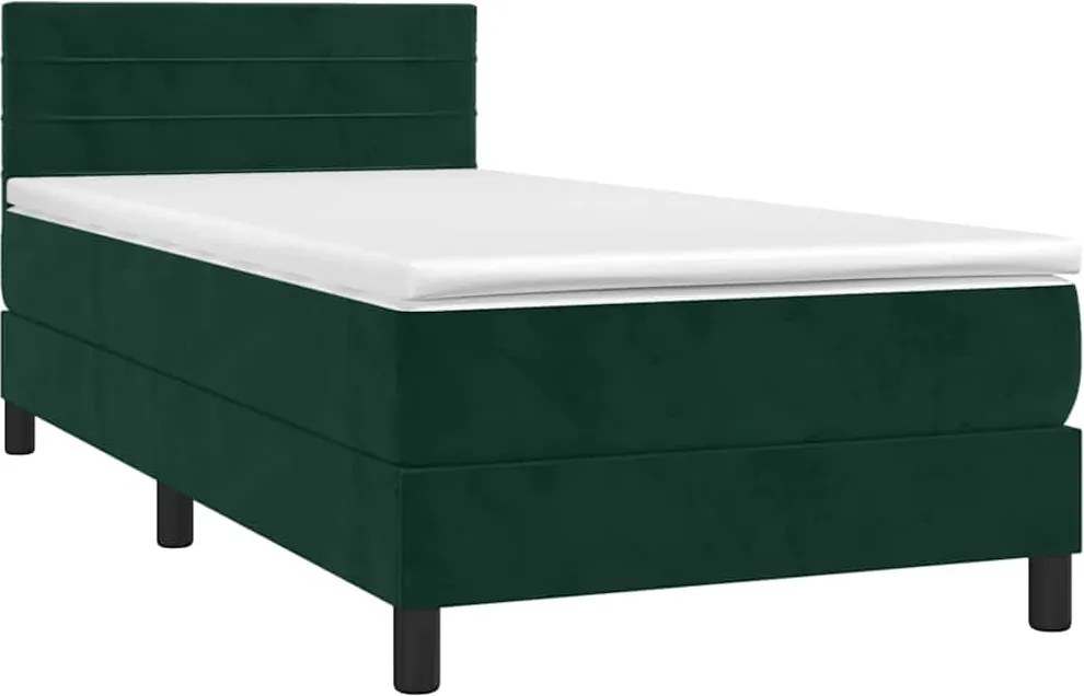 Box spring postel s matrací tmavě zelená 90x190 cm samet 3141338
