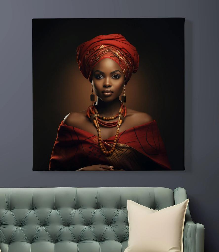 Obraz na plátně - Afričanka Zaynab v červených šatech FeelHappy.cz Velikost obrazu: 100 x 100 cm