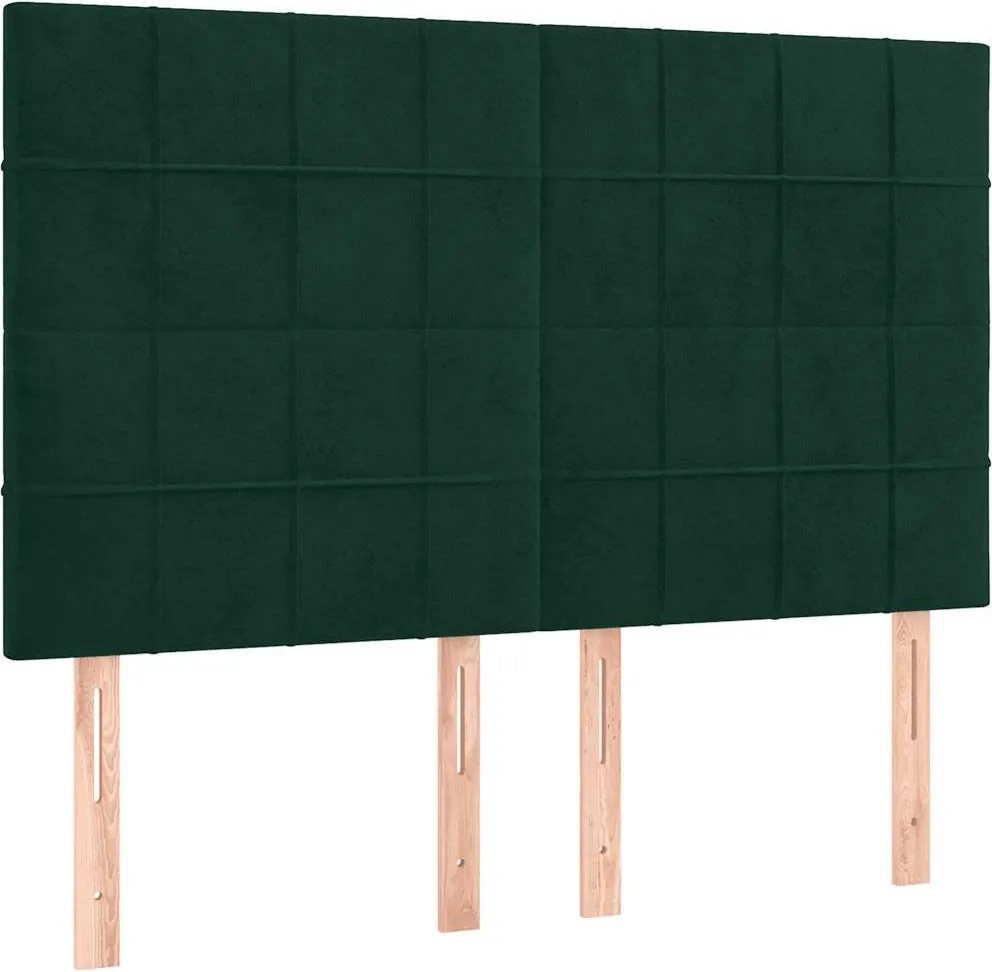 Box spring postel s matrací a LED tmavě zelená 140x190 cm samet 3136122