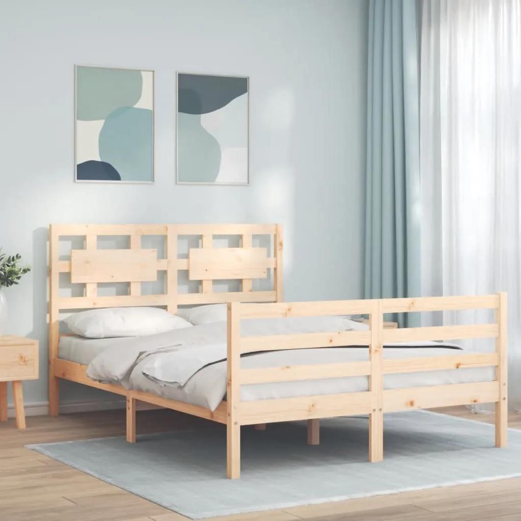 vidaXL Rám postele s čelem 120 x 200 cm masivní dřevo [3194437] Barva: Černá