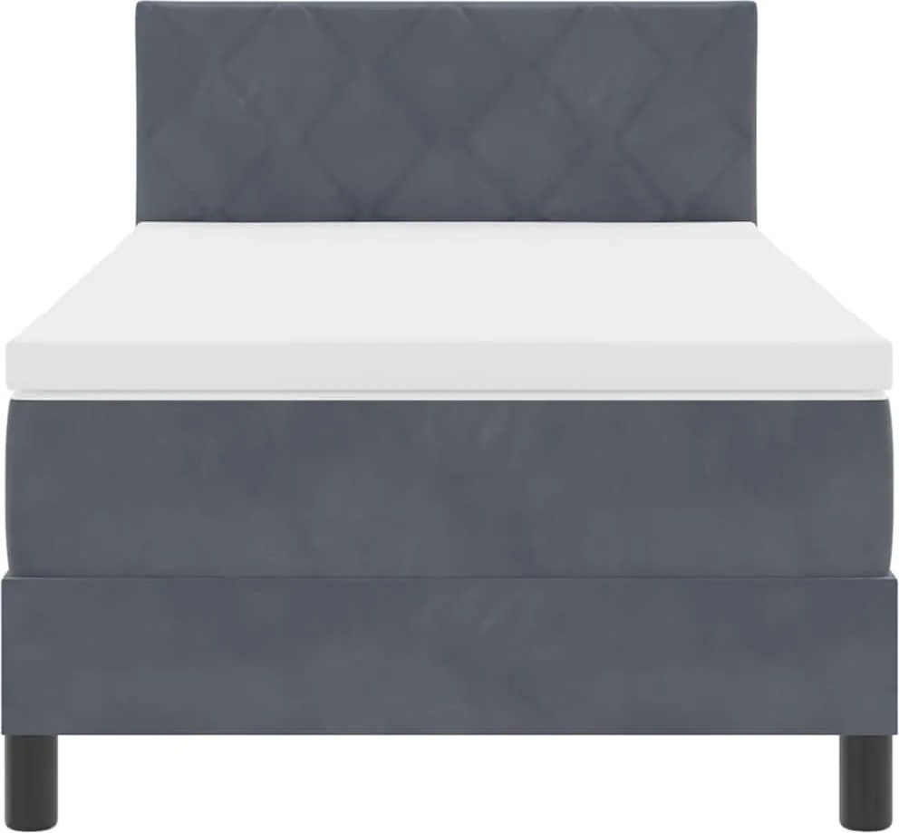 Postel s boxspringem s čelo Tmavě šedá 90 x 190 cm samet 3339207